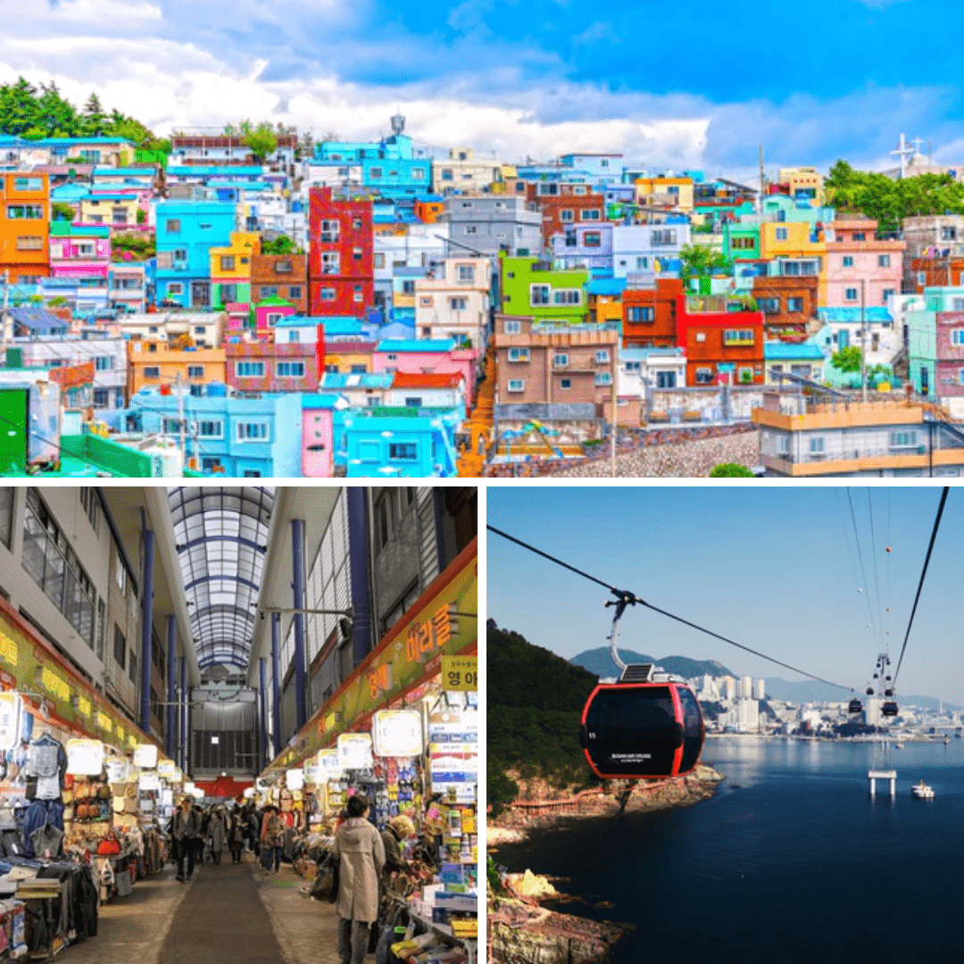 في بوسان تلفريك سونغ دو على البحر + قرية غام تشون الثقافيّة + سوق كوكج ...